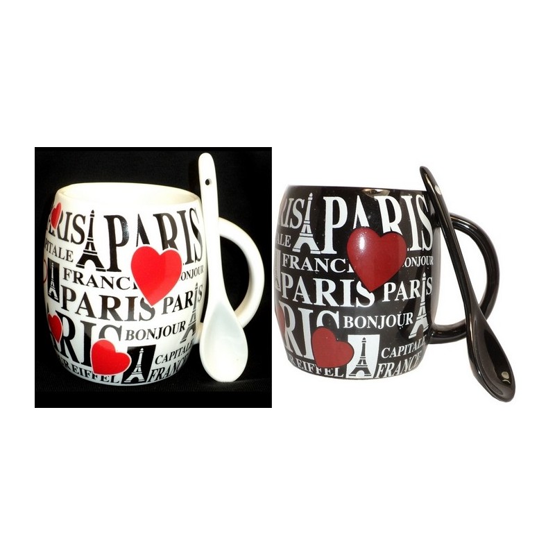 Mug Paris cœur avec cuillère - Souvenirs de Paris - Souvenirs&Co