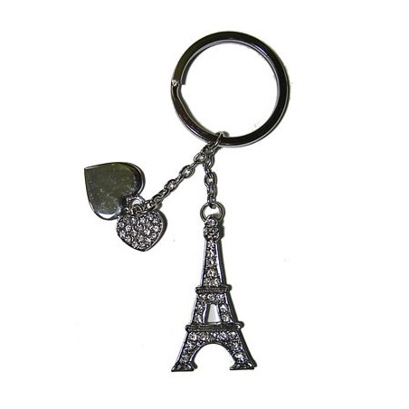 Eiffel Tower hearts key ring